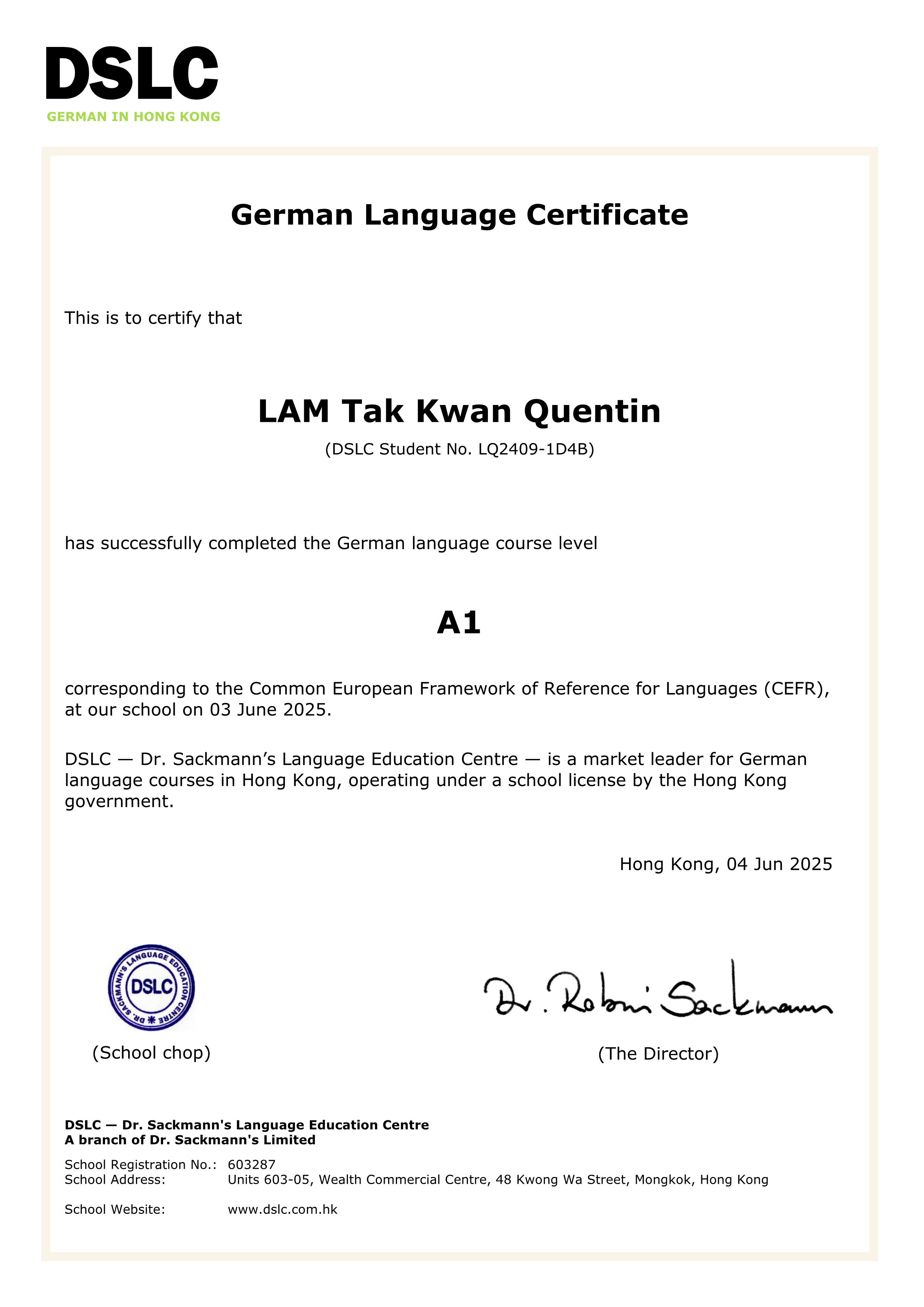 Quentin Lam's Resume